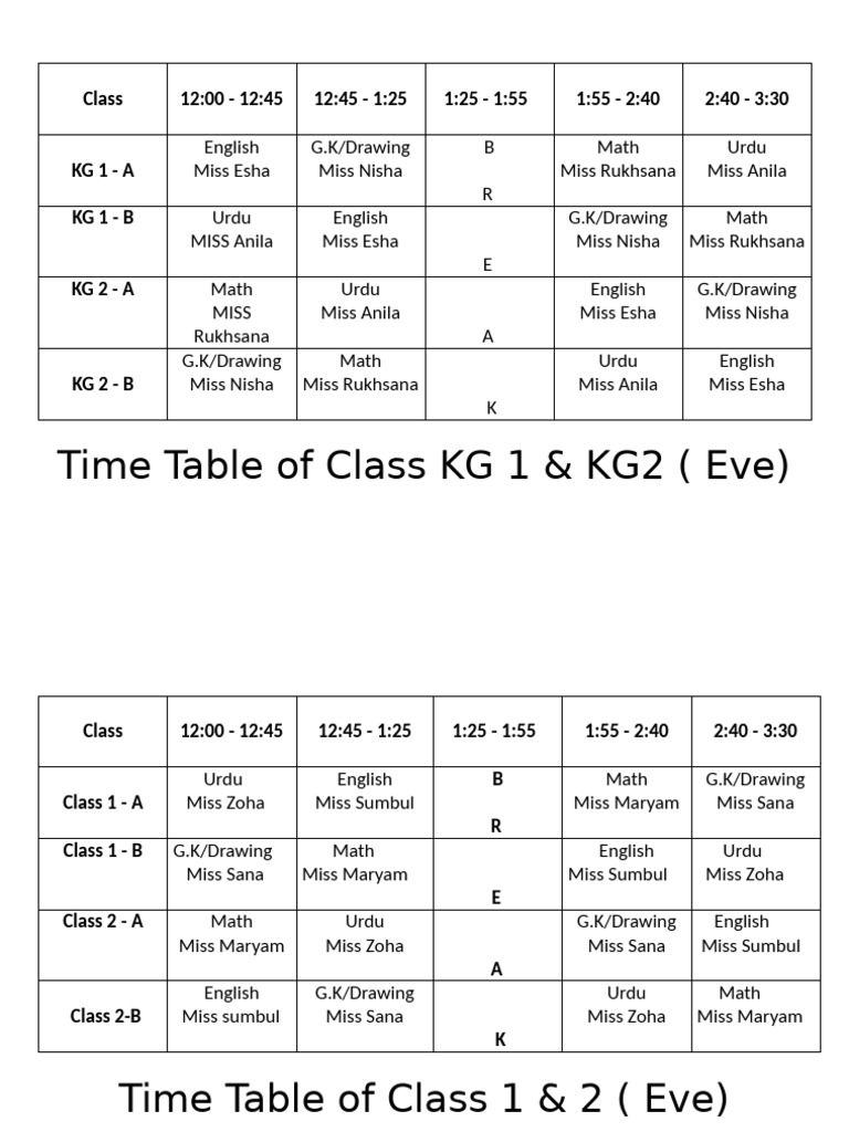 Time Table | PDF