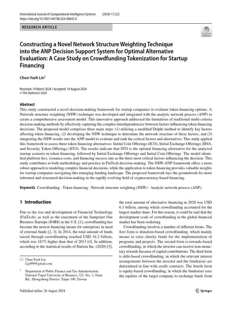 Constructing a Novel Network Structure Weighting Technique Into the ANP Decision Support System ...