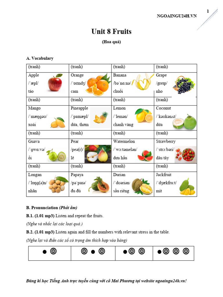 Unit 8.fruits Listening Grammar | PDF