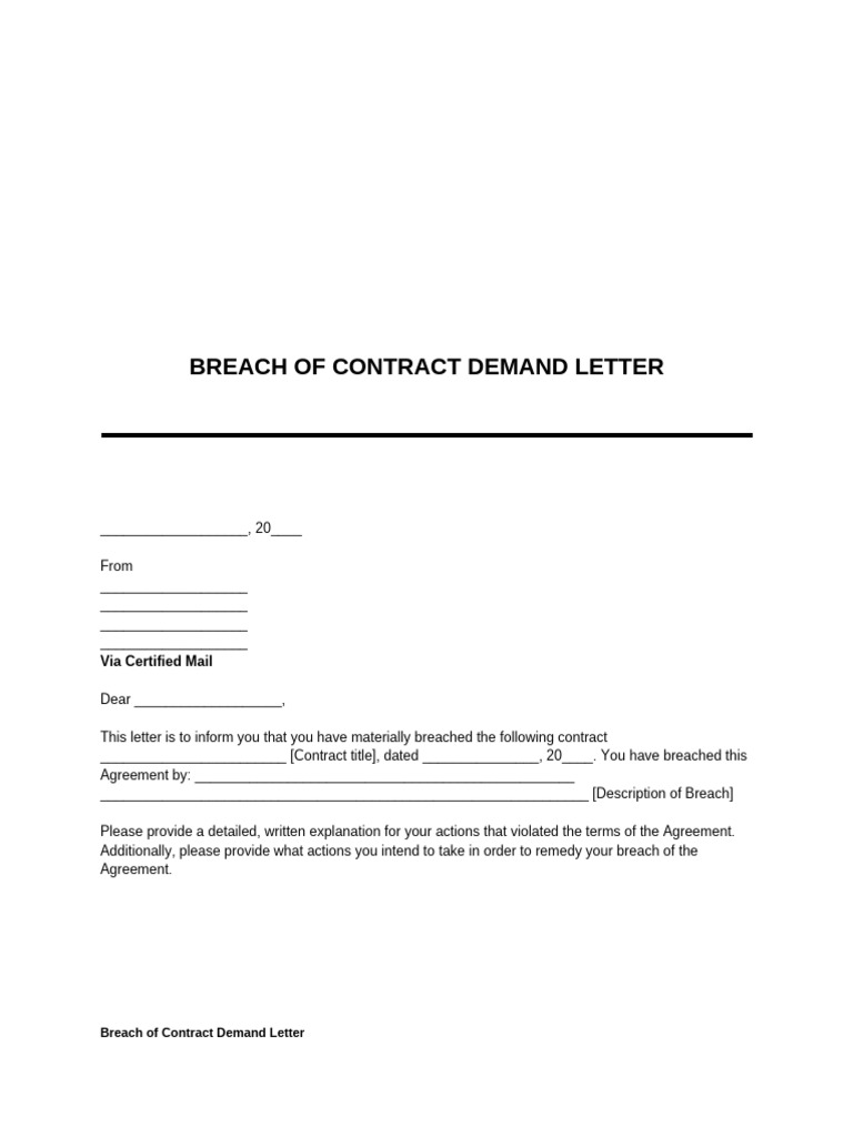 Breach of Contract Demand Letter | PDF
