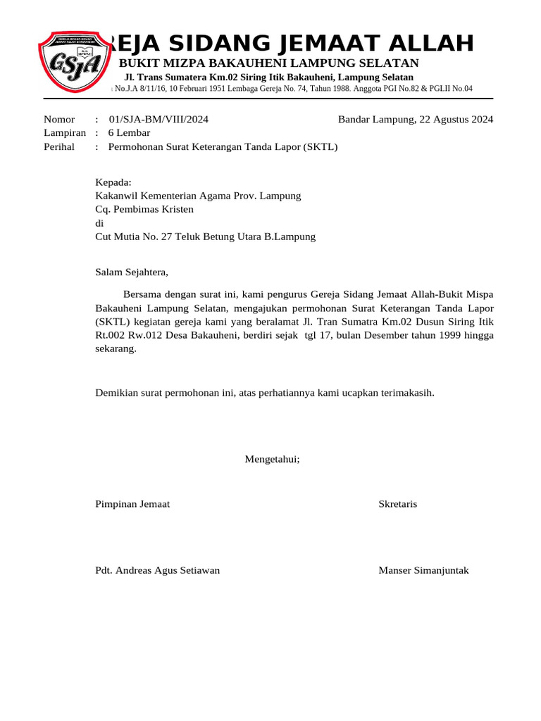 Blangko Permohonan SKTL | PDF