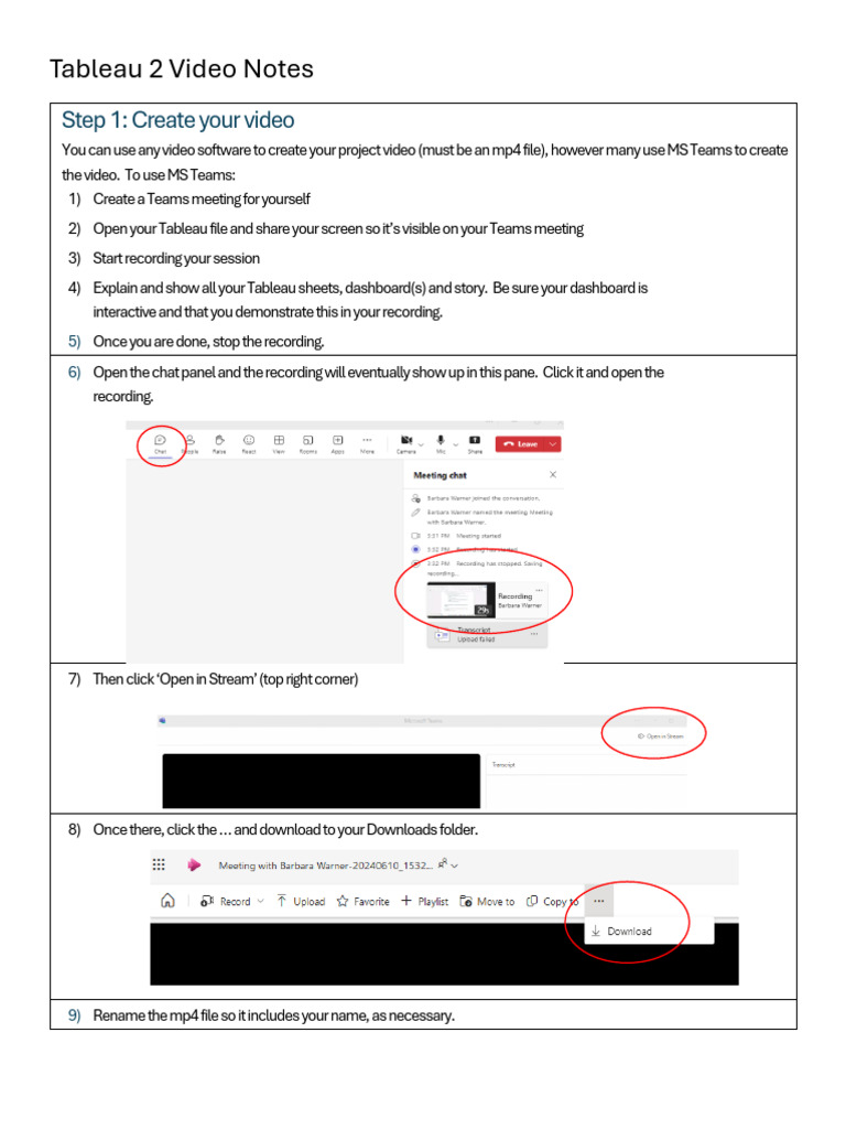 Tableau 2 Video Instructions | PDF