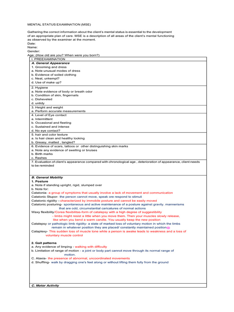 Student Mental Status Examination Guide | PDF