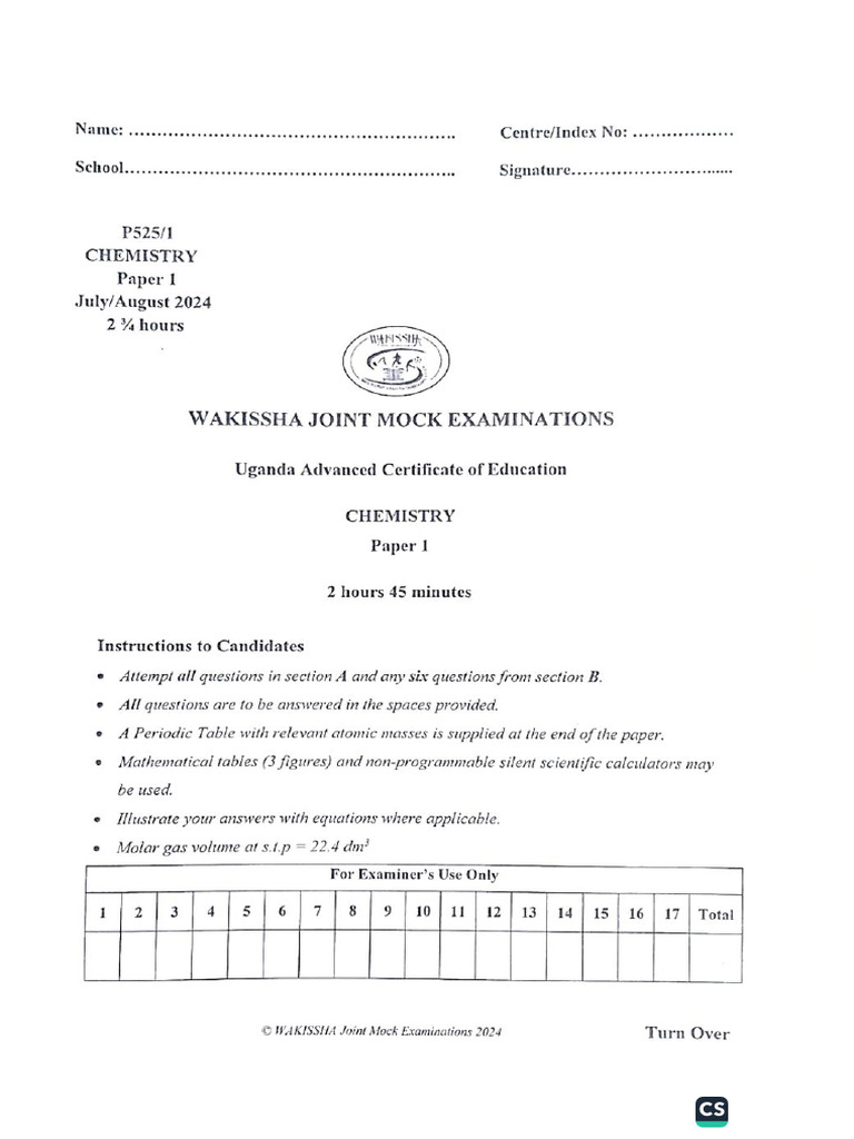 Uace Chem One Wakisha 2024 | PDF