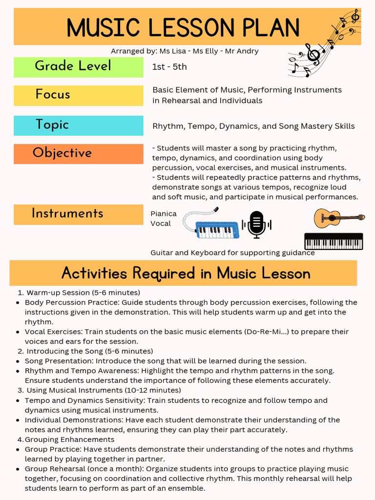 Music Lesson Plan July - December 2024 | PDF | Rhythm | Musicology