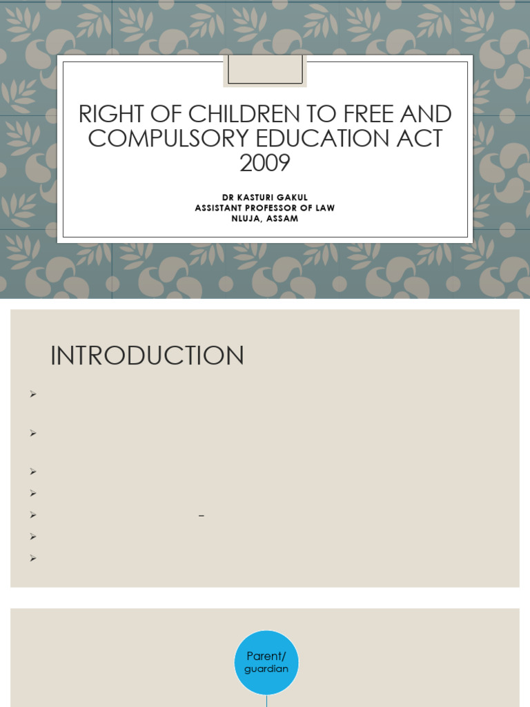 X Sem Right of Children To Free and Compulsory Education | PDF