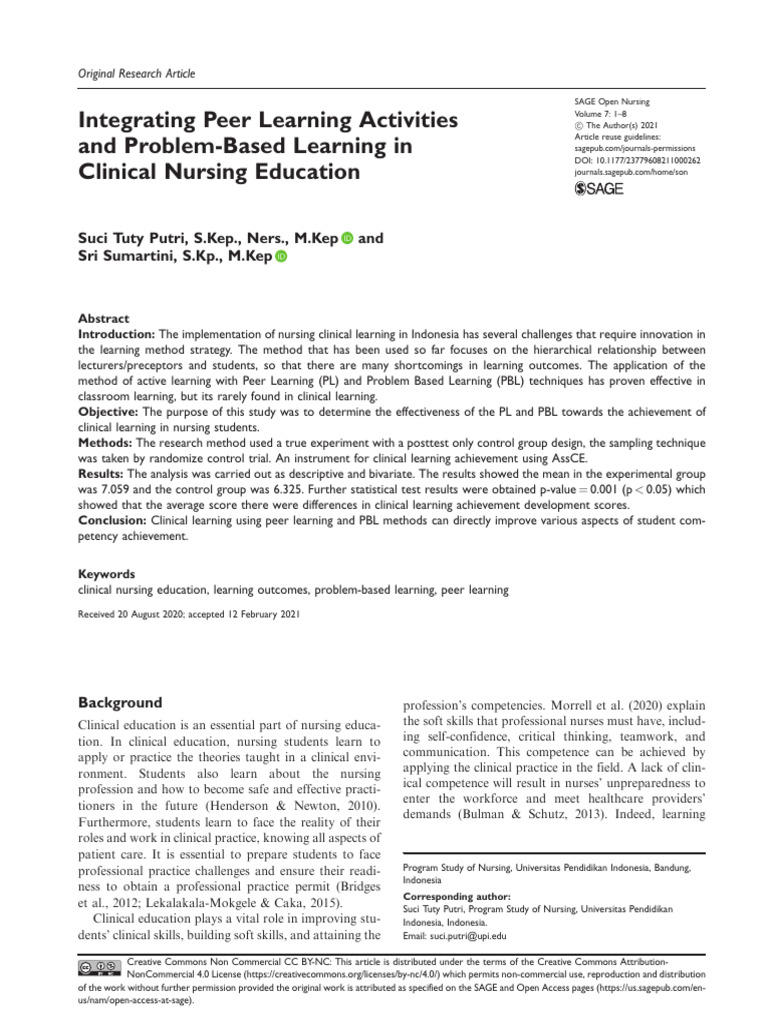 Integrating Peer Learning Activities and Problem-Based Learning in ...