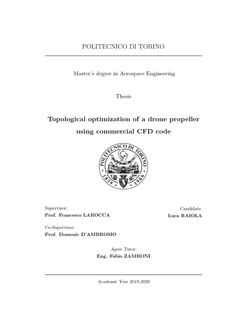 Thesis Topological Optimization Of A Drone Propeller Using Commercial
