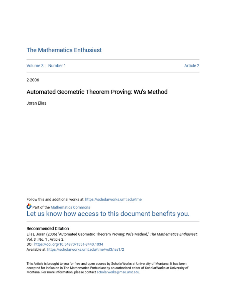 Automated Geometric Theorem Proving - Wus Method | PDF