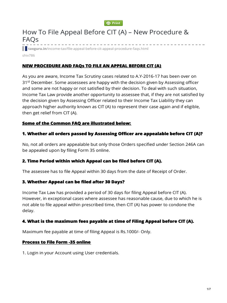 Taxguru - In-How To File Appeal Before CIT A New Procedure Amp FAQs | PDF | Taxes | Justice