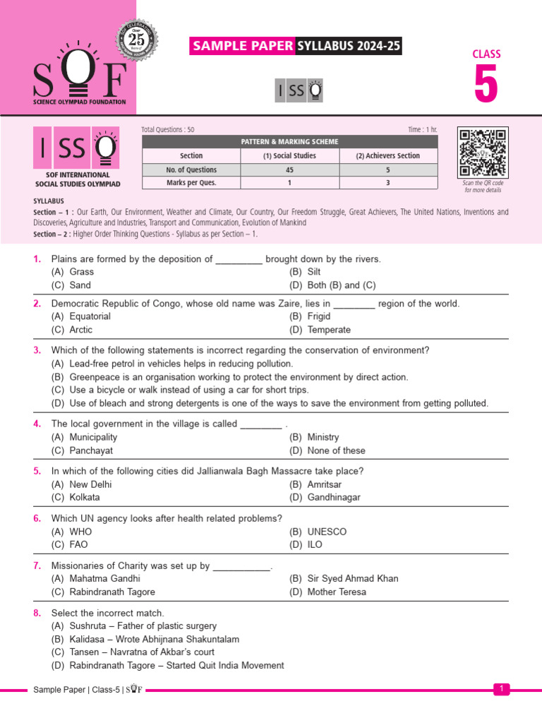 Isso Sample Paper Class-5 | PDF