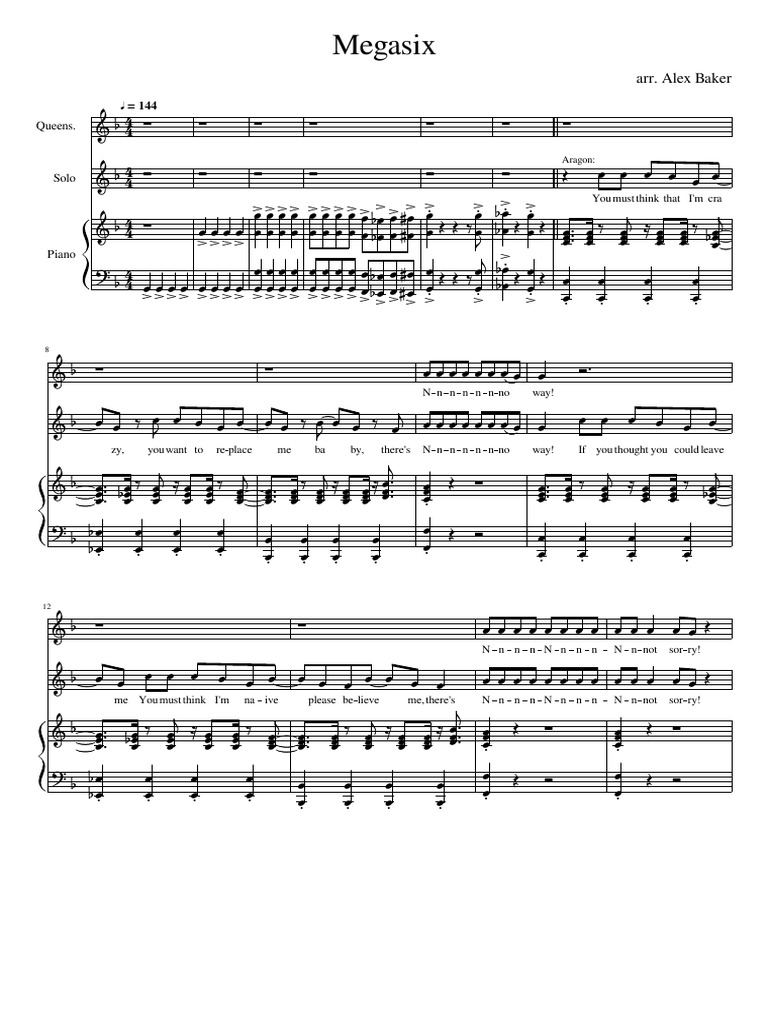 Megasix Piano Arrangement for Queens | PDF