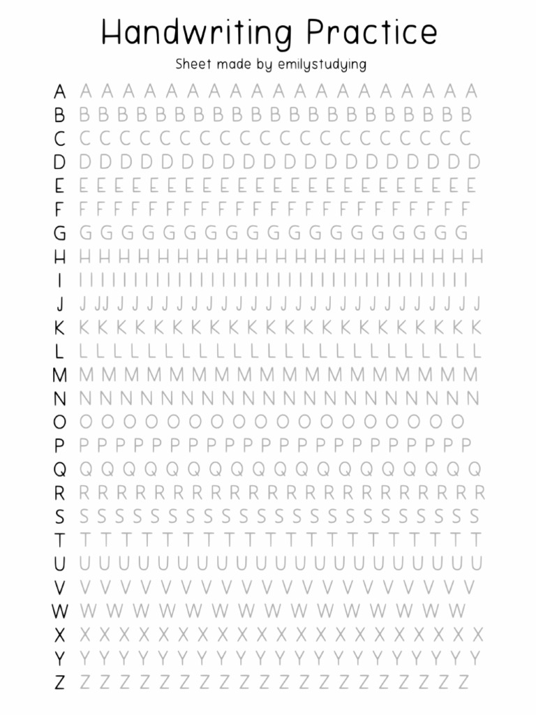 Handwriting Practice Letter Size | PDF