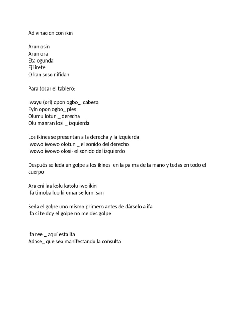 Adivinacion Con Ikin | PDF