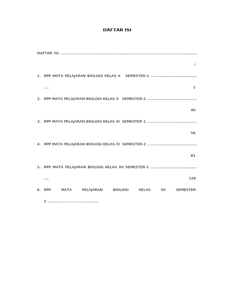 Contoh Datar Isi RPP Model-1 | PDF