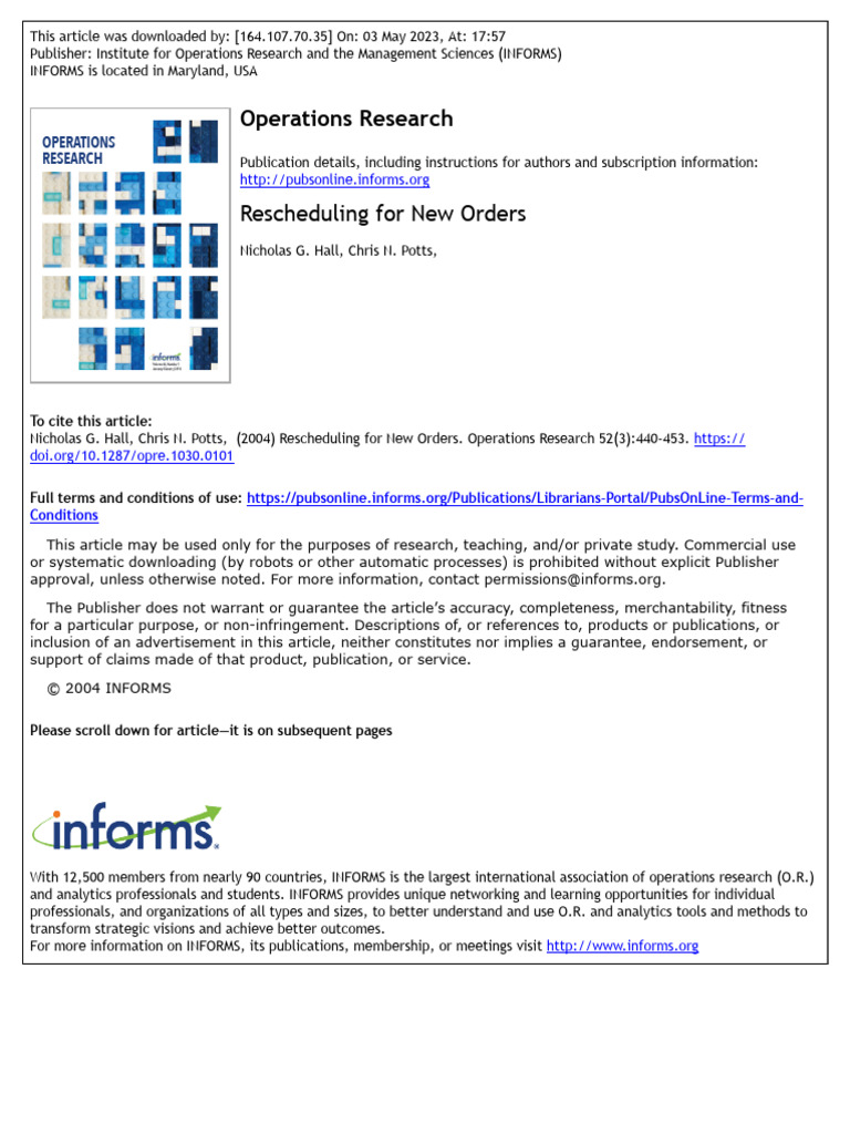 Rescheduling For New Orders PDF | PDF