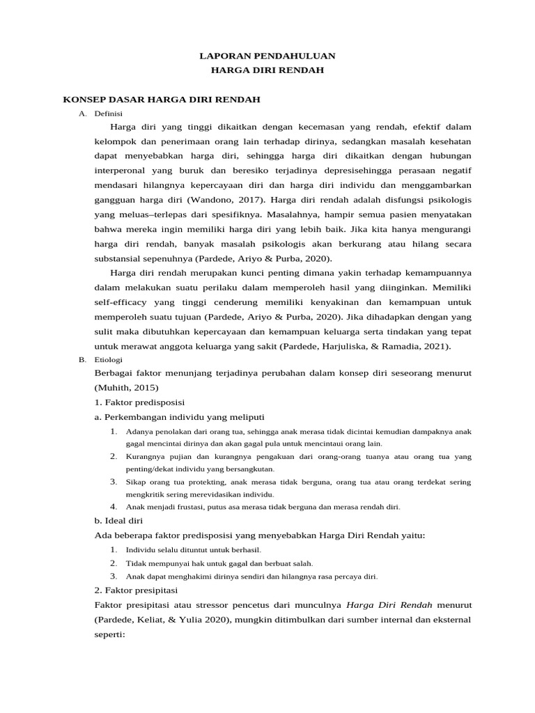 LP Harga Diri Rendah | PDF