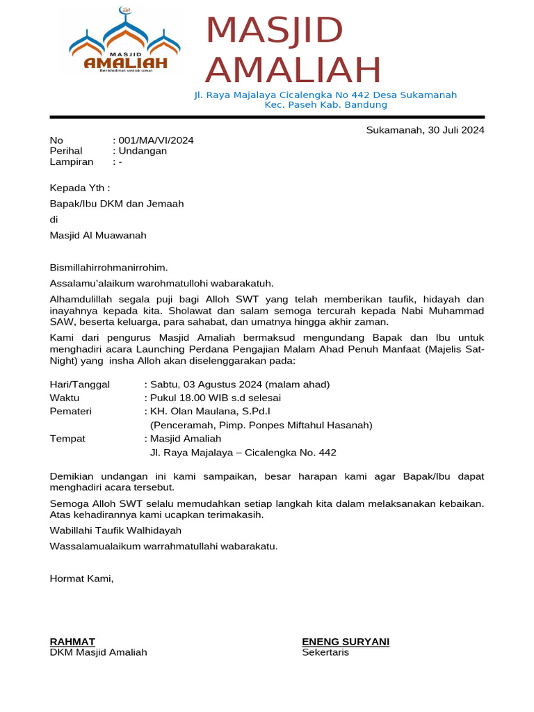Kop Masjid Amaliah | PDF
