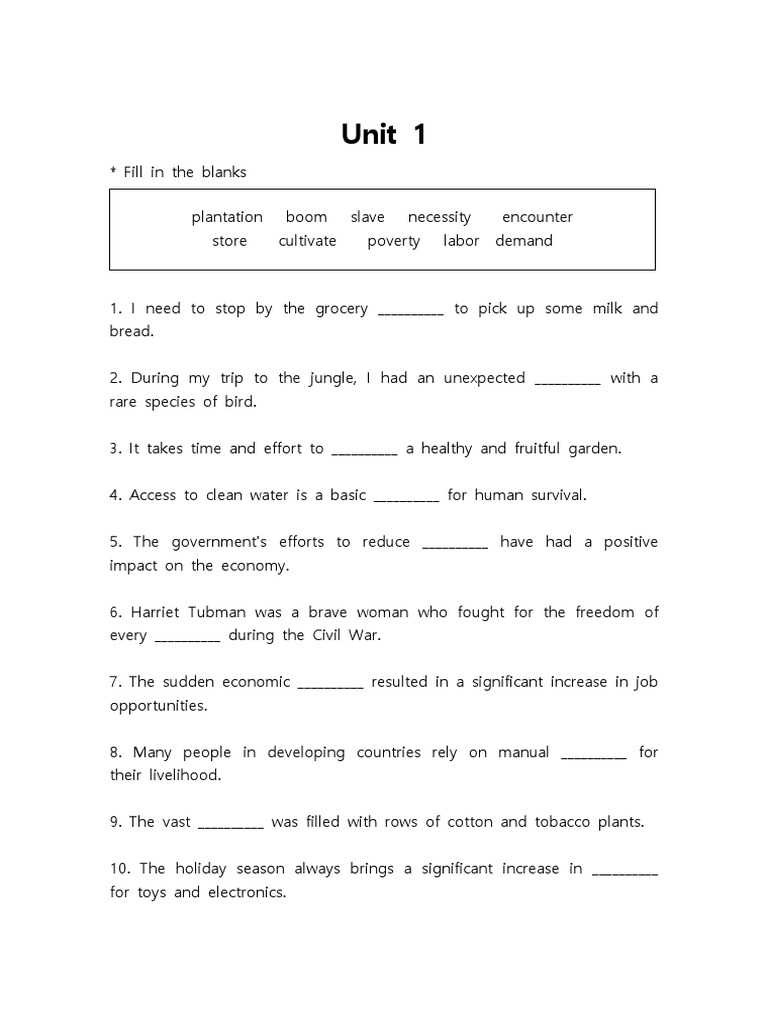 Subjest Link 7 - Unit 1 Word Practice | PDF