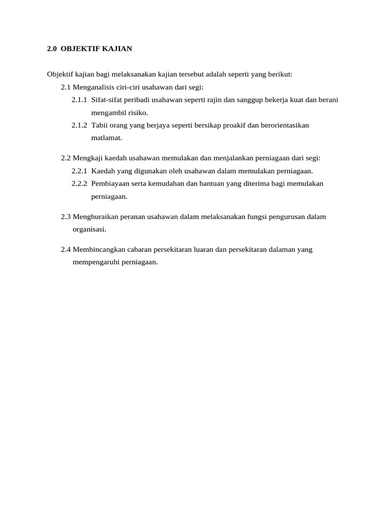 Objektif Kajian&kaedah Kajian | PDF