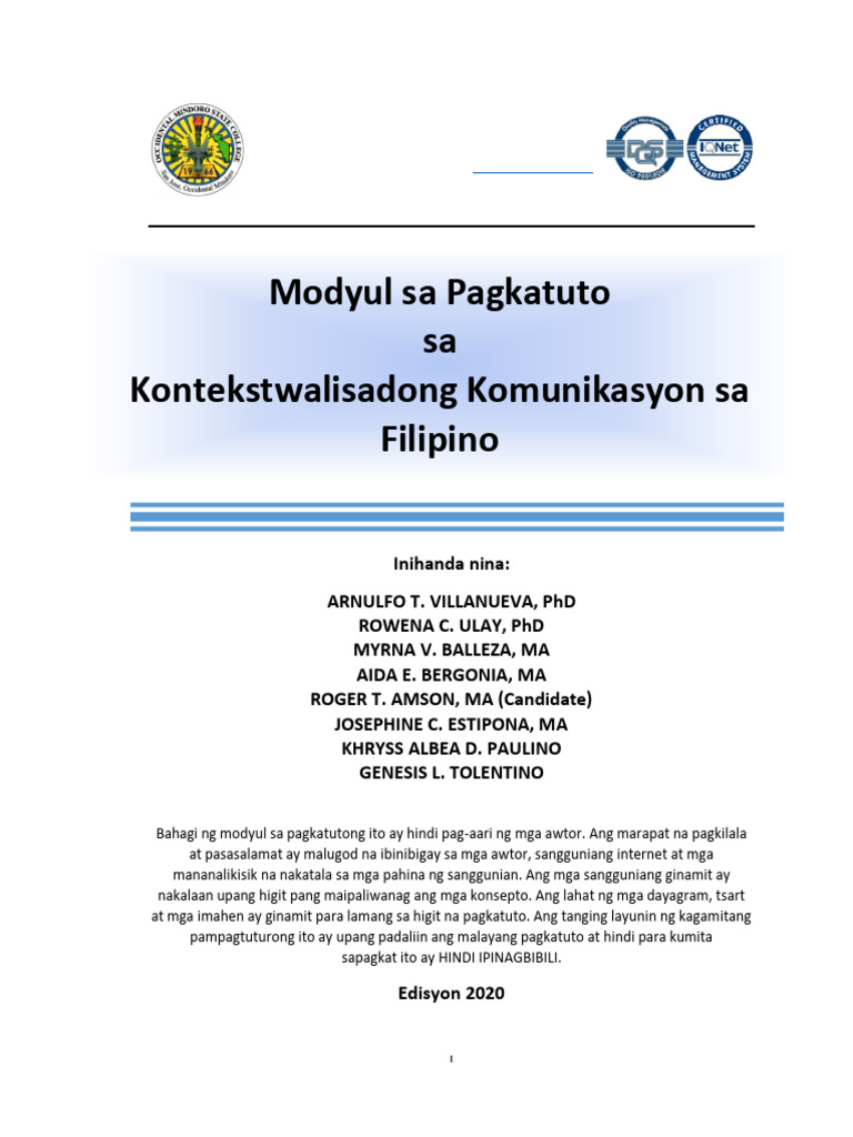 Filipino 1 | PDF