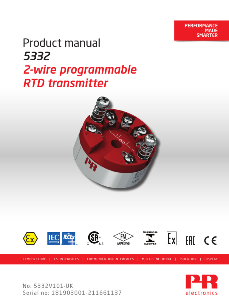 Product Manual: 2-Wire Programmable RTD Transmitter | PDF