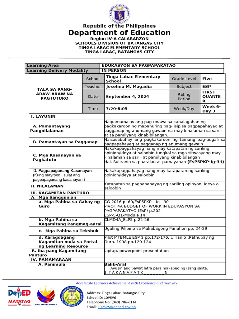 Esp - Week 6 - Day 3 - 09 - 04 | PDF