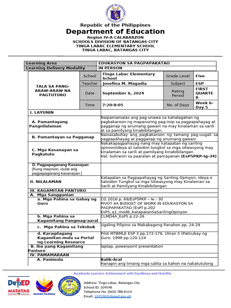 Esp - Week 6 - Day 4 - 09 - 05 | PDF