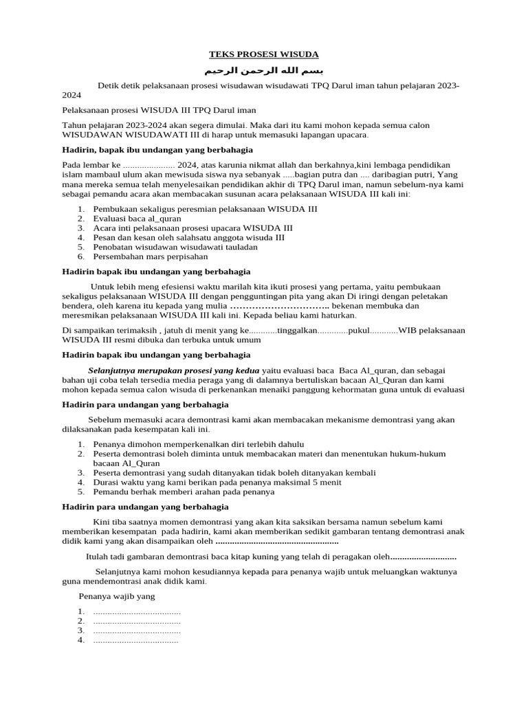 Teks Prosesi Wisuda | PDF