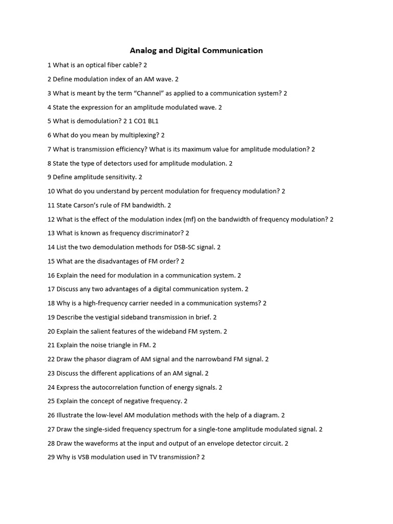 Analog & Digital Communication Q Bank-1 | PDF | Frequency Modulation | Science & Mathematics