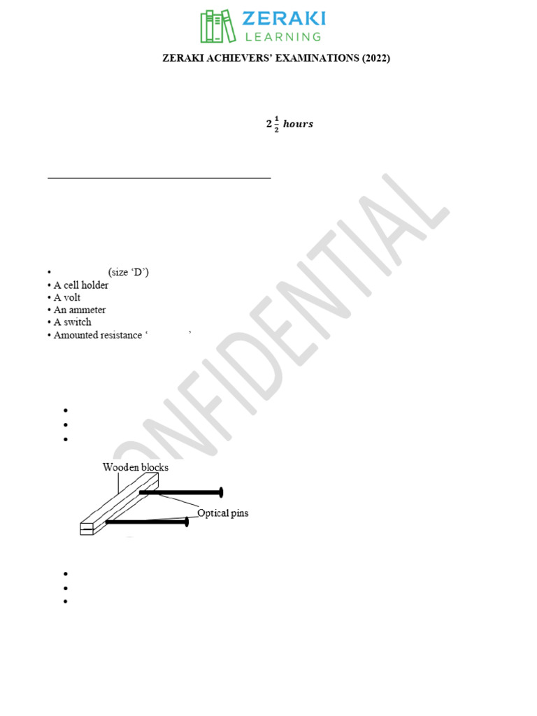 PHYSICS PP3 FORM 3 CONFIDENTIAL - Marking Scheme | PDF