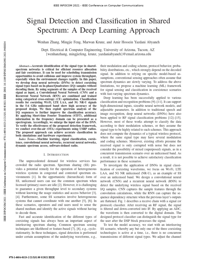 Signal Detection And Classification In Shared Spectrum A Deep Learning