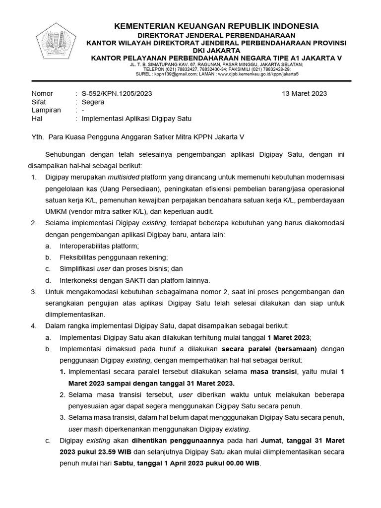 Implementasi Aplikasi Digipay Satu | PDF