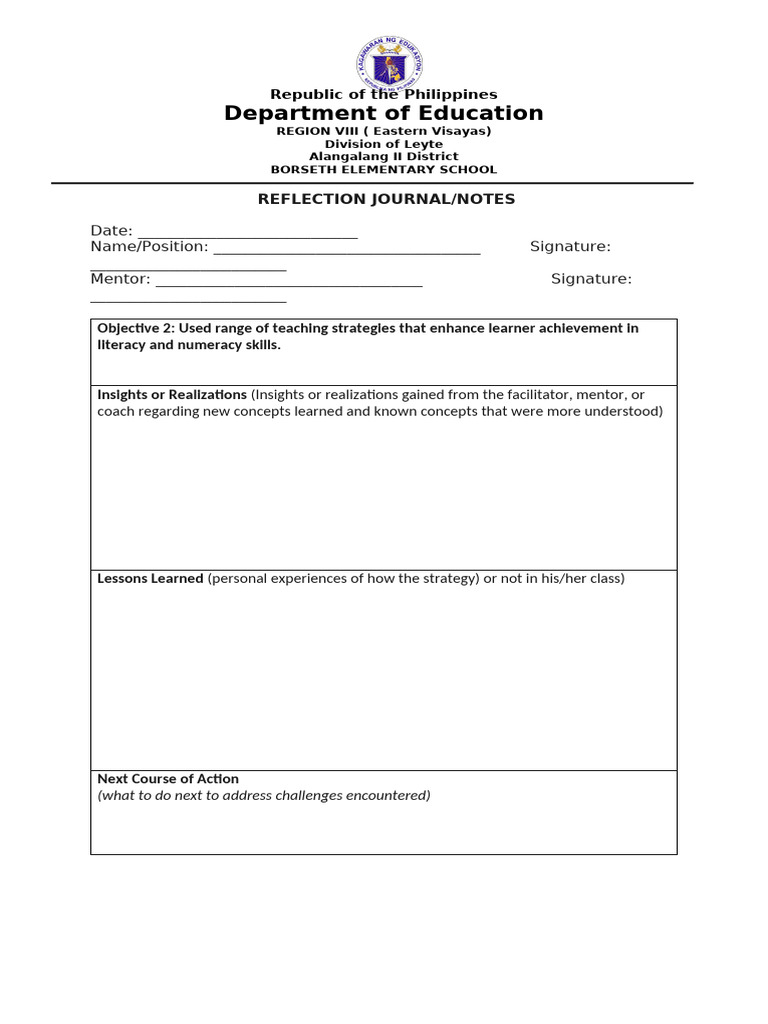 Reflection Journal Sample | PDF