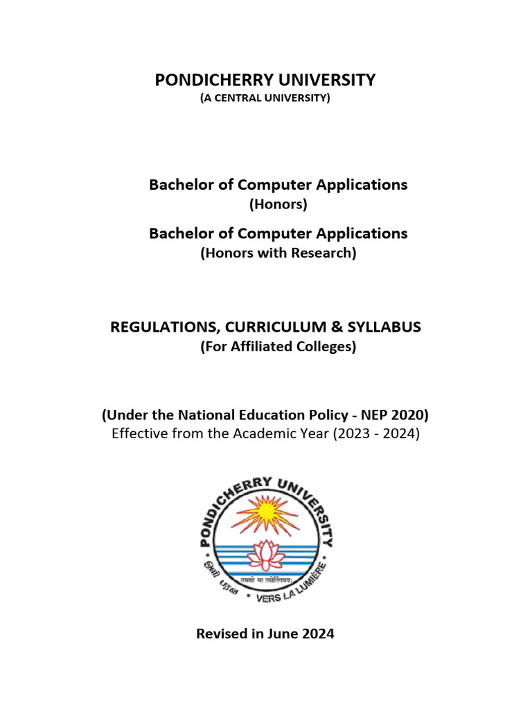 NEP BCA Syllabus For Affiliated College - 04-06-2024 | PDF