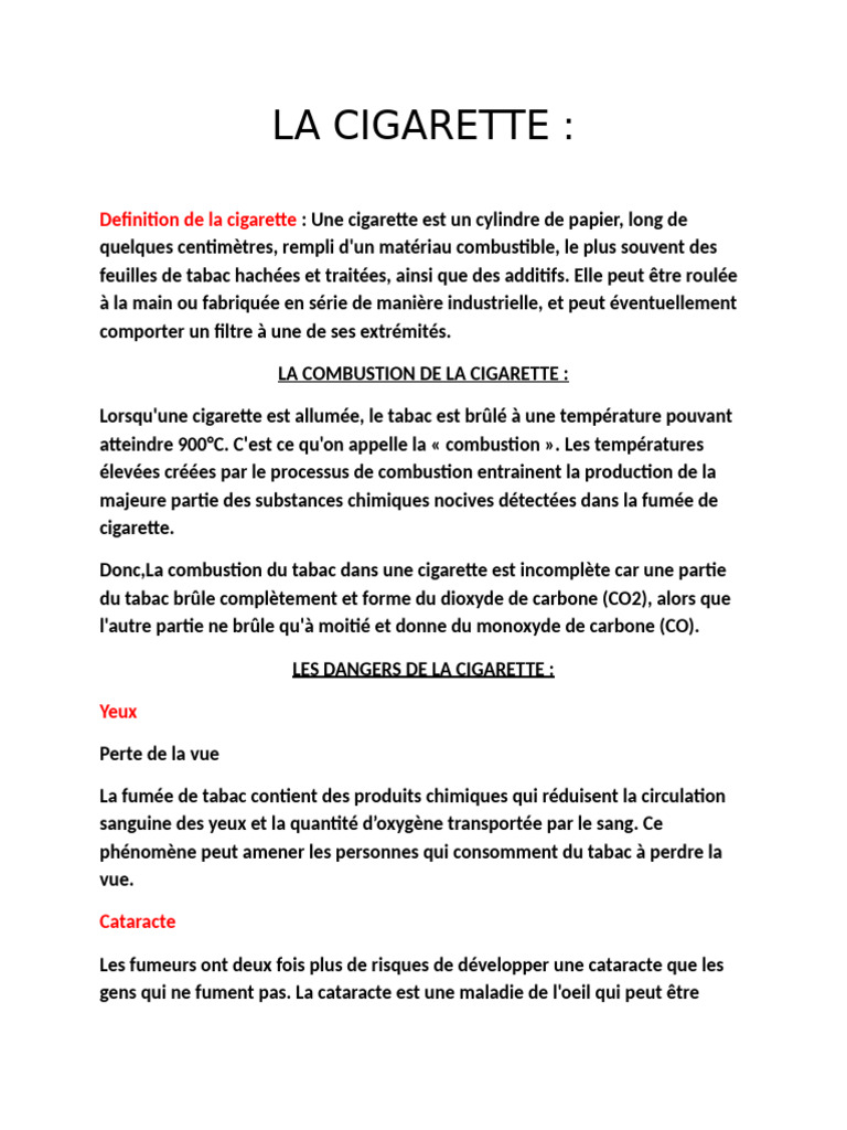 Cigarette Projet | PDF