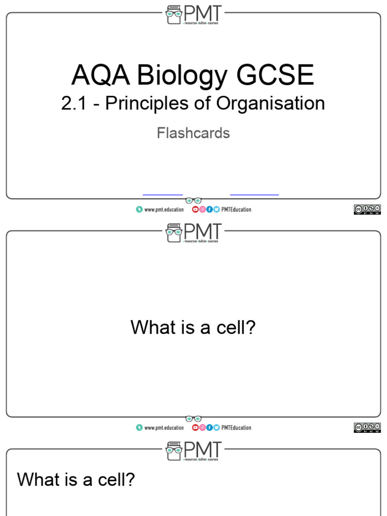 Flashcards 2 1 Principles Of Organisation Aqa Biology Gcse Pdf