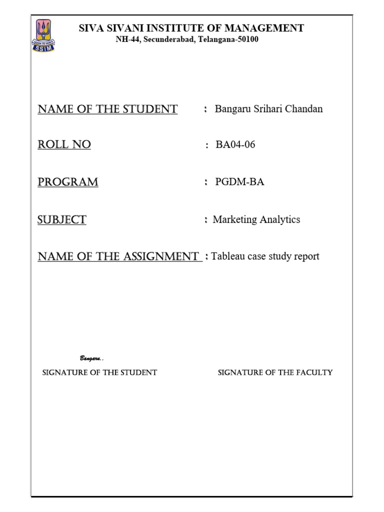tableau case study report MA | PDF