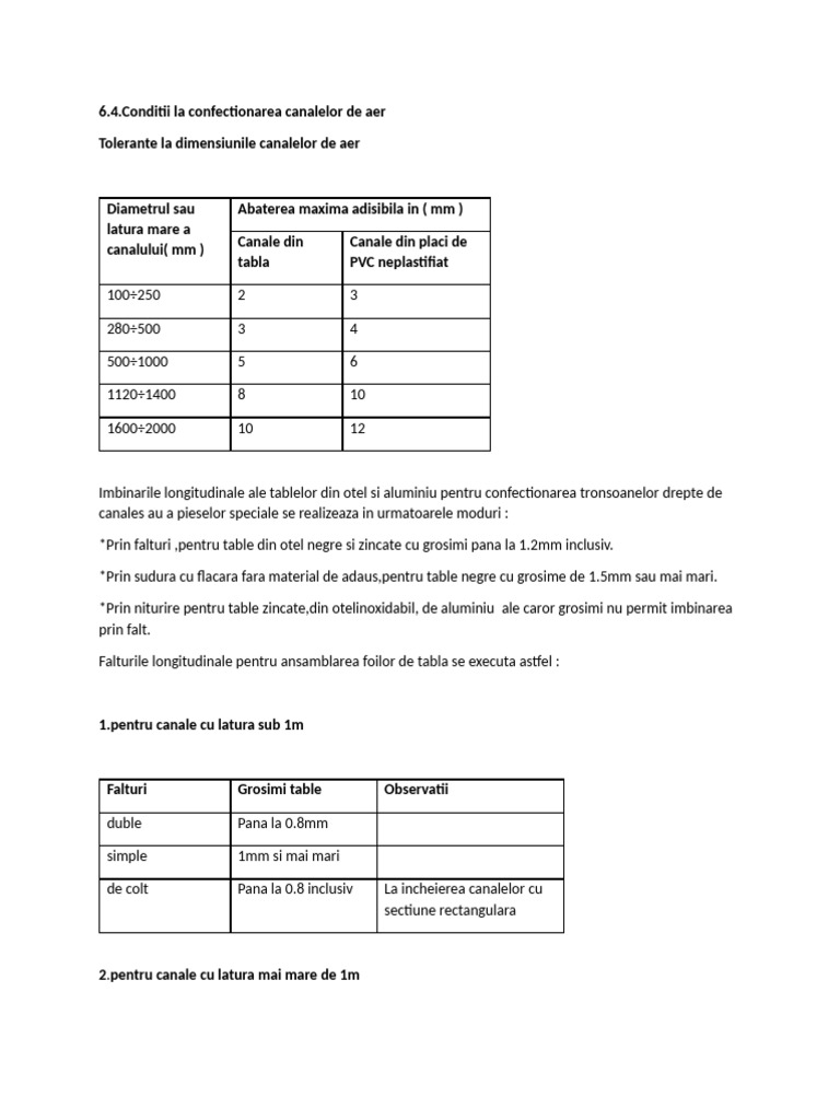 Conditii La Confectionarea Canalelor de Aer | PDF