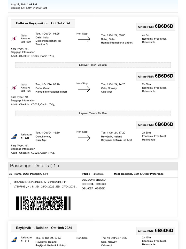 Arshdeep Singh Ticket | PDF