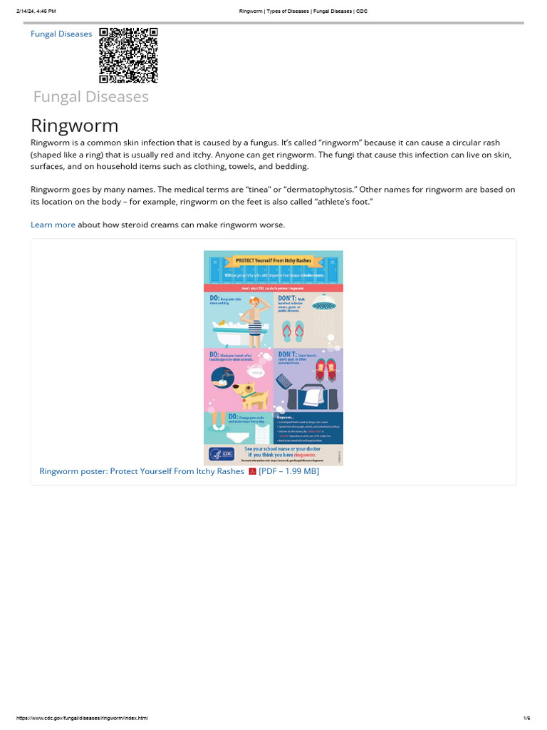 Ringworm _ Types of Diseases _ Fungal Diseases _ CDC | PDF