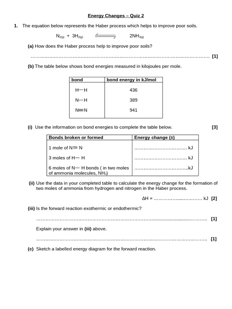 Energy Changes Chem - Quiz 2 | PDF