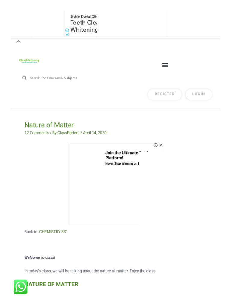 Nature of Matter - ClassNotes - NG | PDF | Gases | Liquids