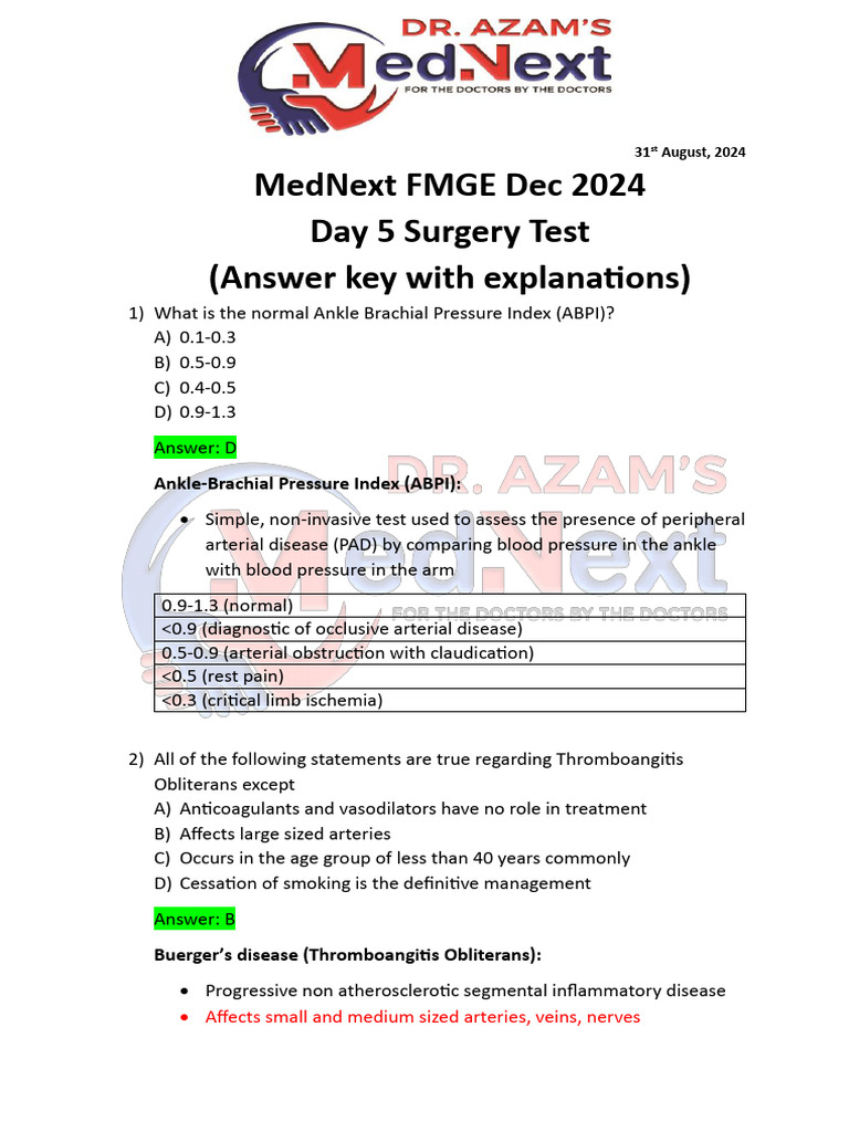 Day 5 Surgery Test Explanations | PDF