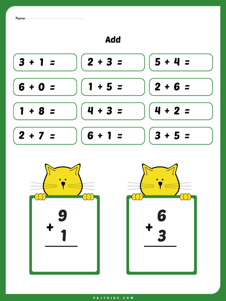 Addition Exercises For Kids From 1 Up To 20 | PDF