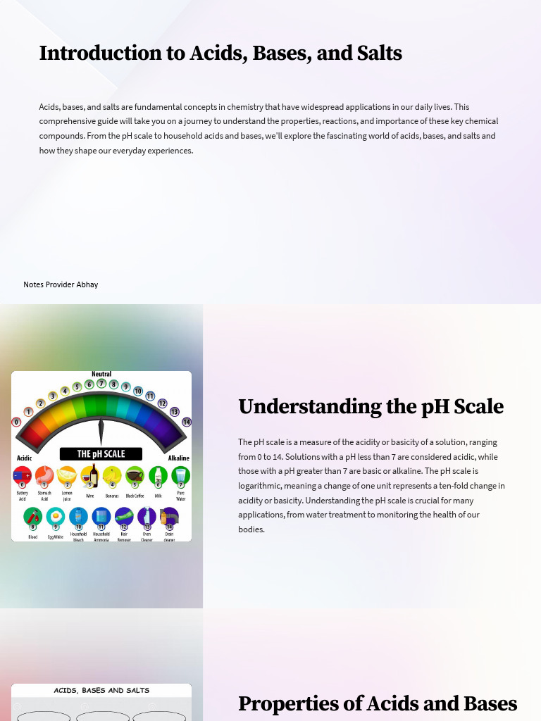 Introduction To Acids Bases and Salts | PDF | Acid | Ph