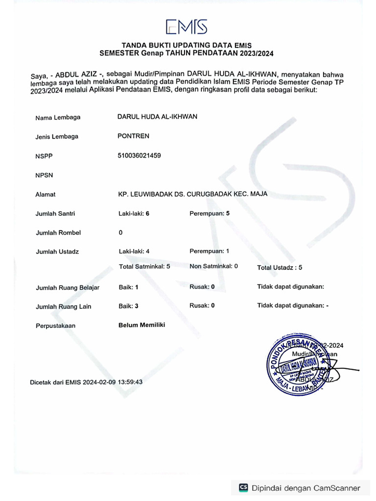 Bap Emis Pondok Semester Genap TP 2023-2024 | PDF