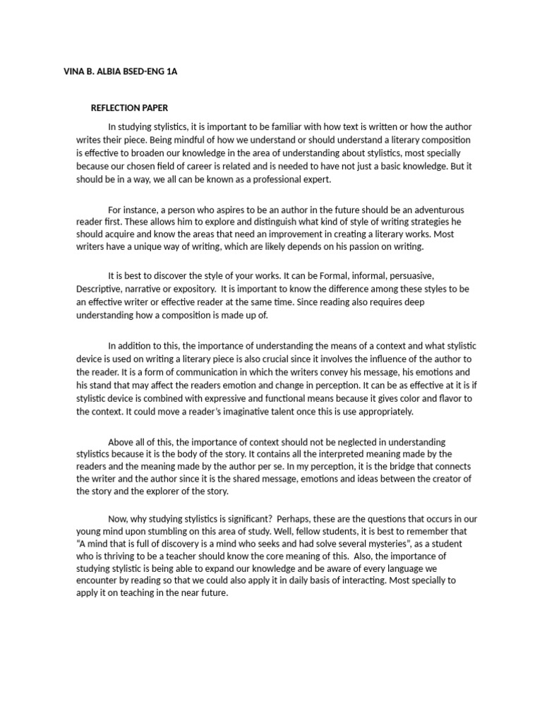 Reflection | PDF