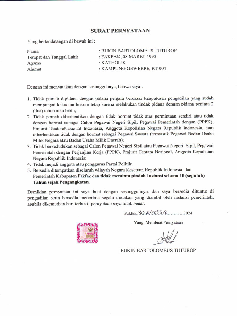 PERNYATAAN 5 POIN BUKIN E-Materai | PDF