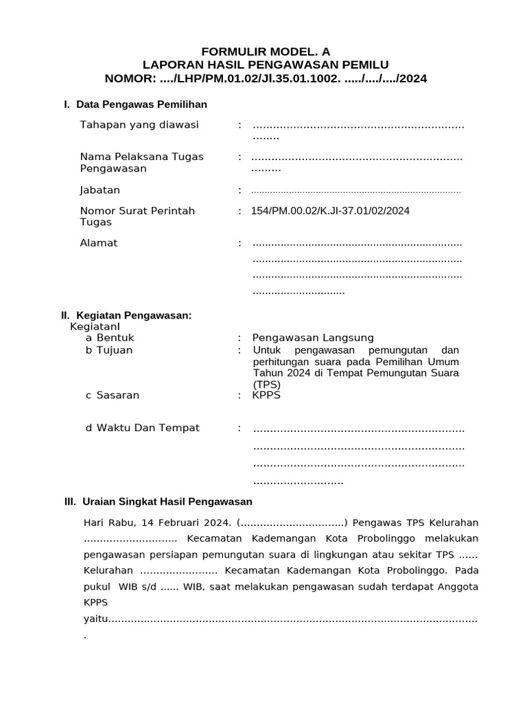 FORM A PTPS A4 | PDF